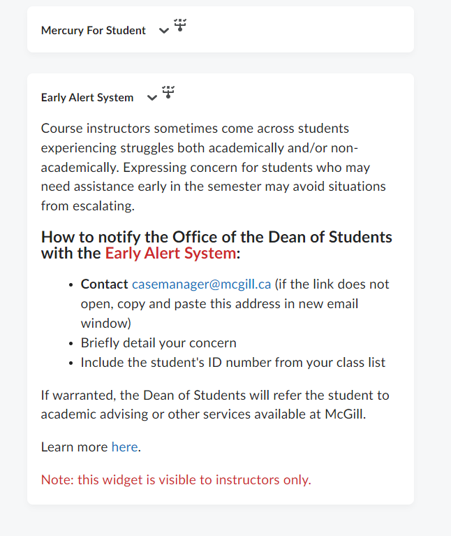 Overview of the my home and course home pages in myCourses