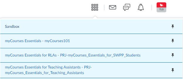 Overview of the my home and course home pages in myCourses