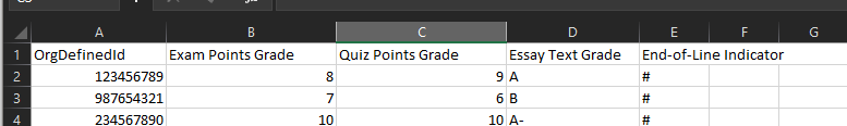 Import grades from a spreadsheet into myCourses