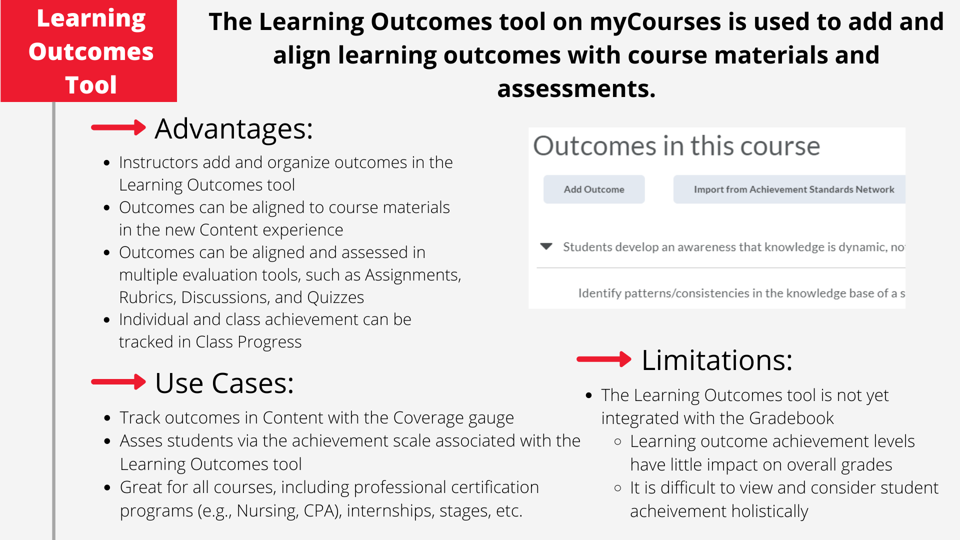 Learning Outcomes in myCourses